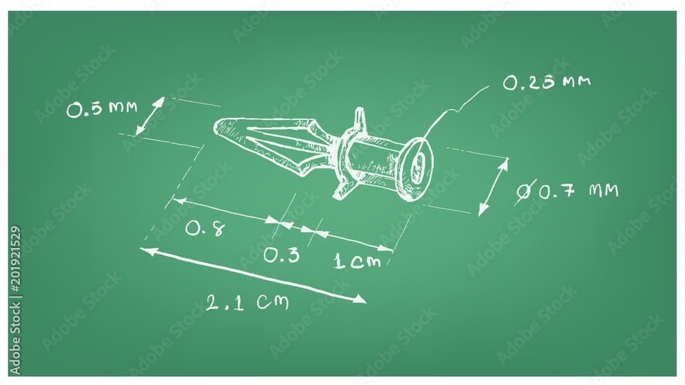 Dimension of Plastic Anchor for Circuit Board Stock Vector | Adobe Stock