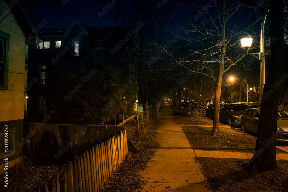 City Sidewalk At Night