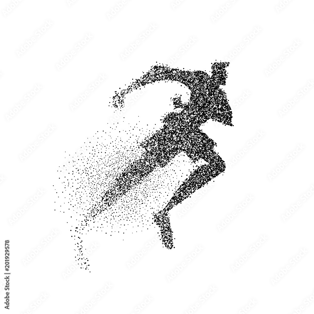 Running man silhouette particle dust splash art Stock Vector | Adobe Stock