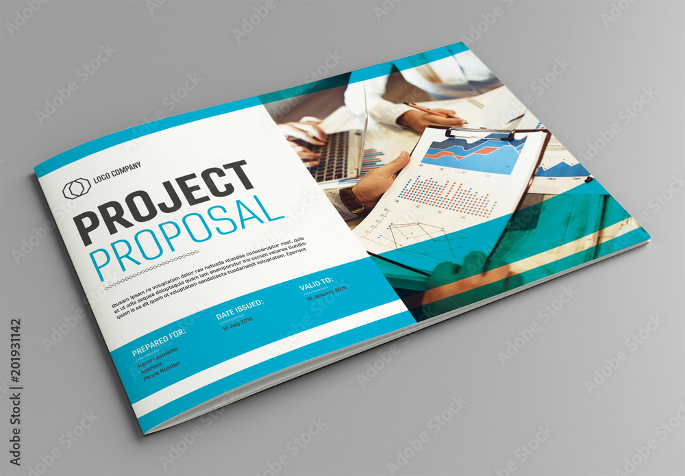 Project Proposal Layout with Blue Accents Stock Template | Adobe Stock