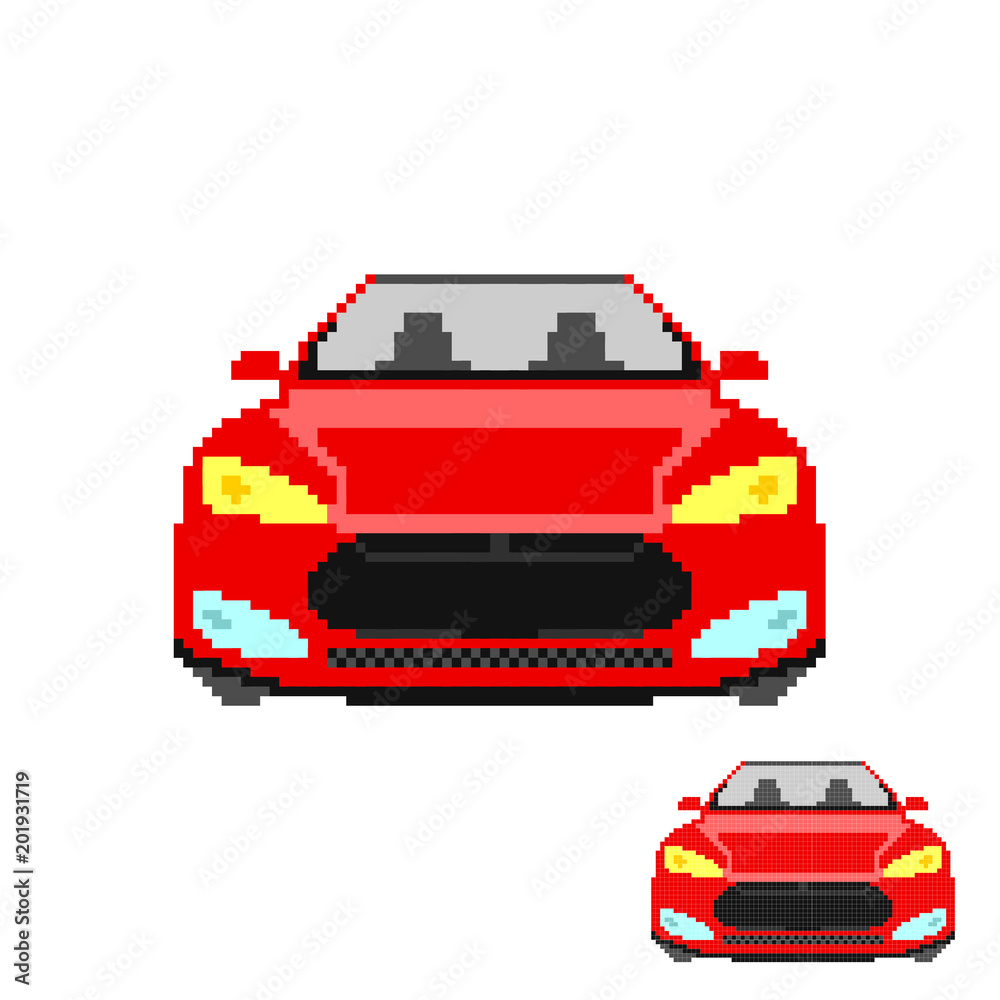 vector pixel art car front isolated Stock Vector | Adobe Stock