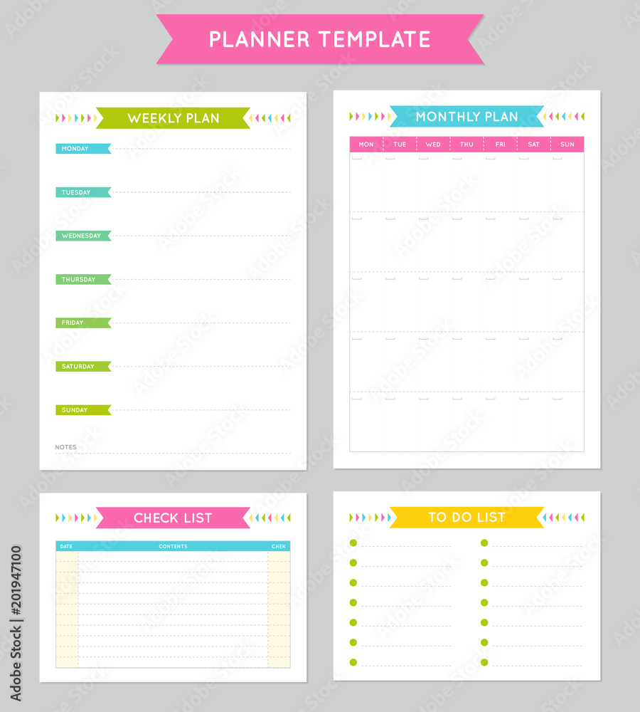 Planner Template For Business And Studying Stock Vector | Adobe Stock