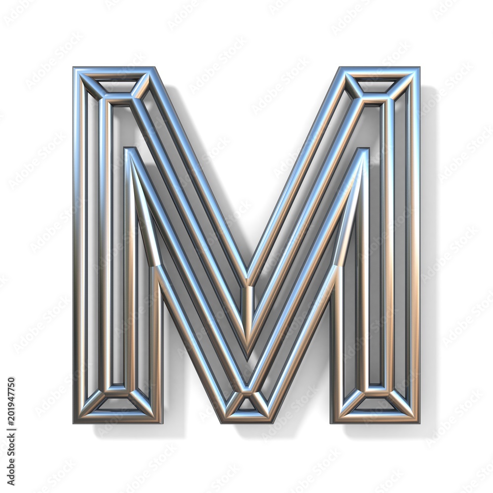 Wire outline font letter M 3D Stock Illustration | Adobe Stock