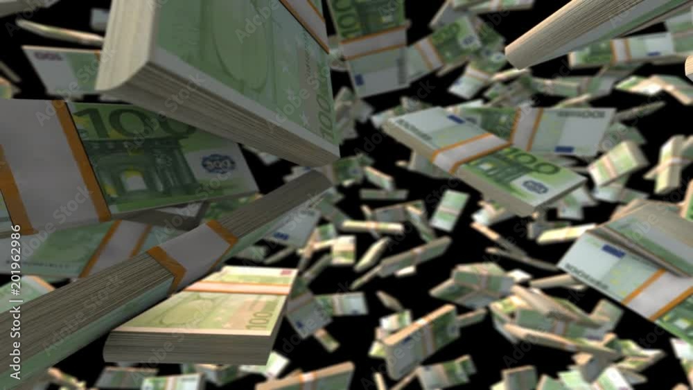 Flying Euro Stacks with transparent background Beautiful animation ...