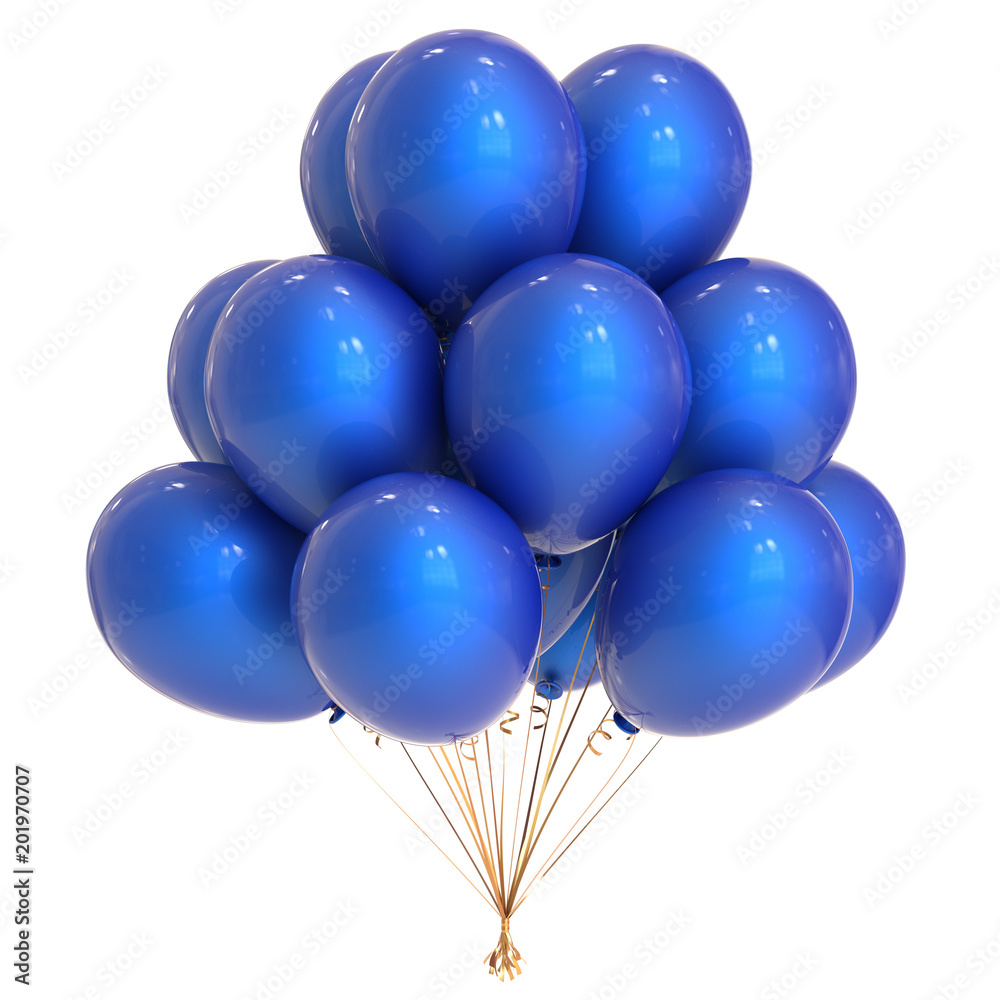 Balloon blue party birthday decoration balloons bunch. Happy holiday ...