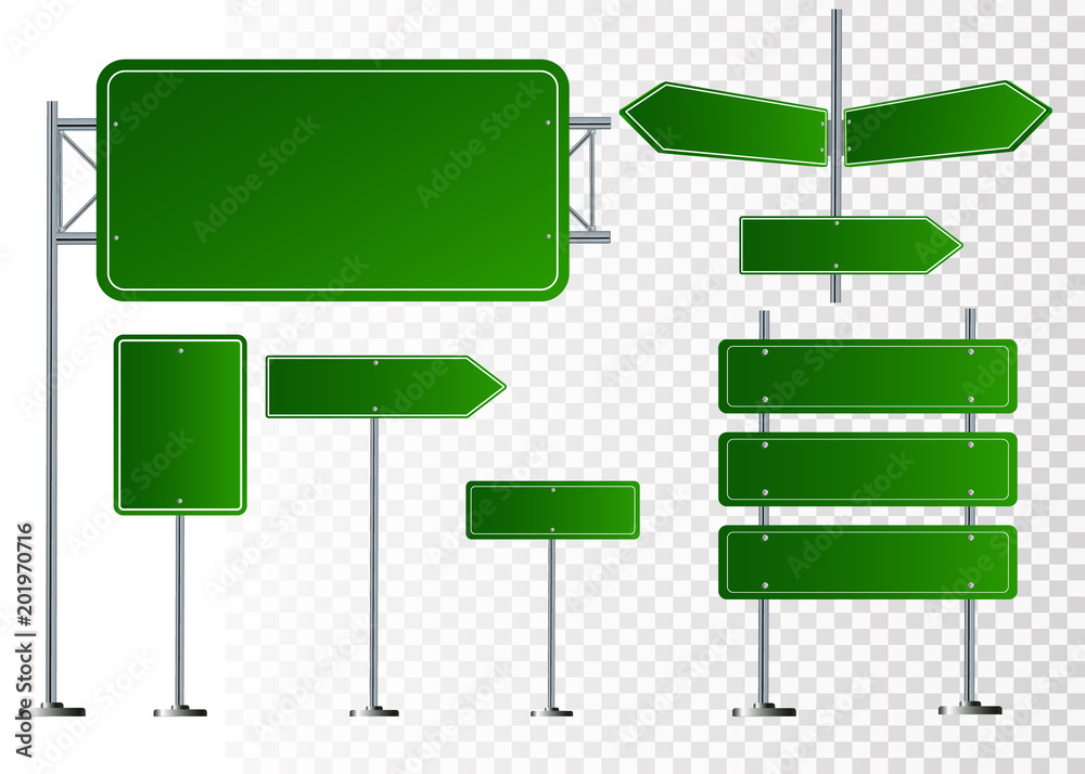 Set of road signs isolated on transparent background. Vector ...