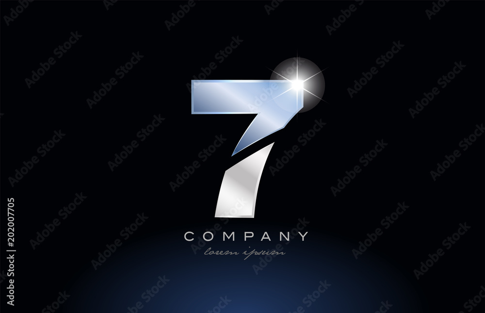 metal blue number 7 logo company icon design Stock Vector | Adobe Stock