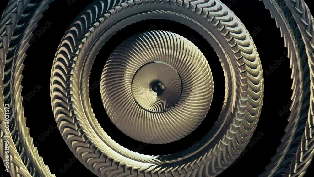 Fluid moving rotating bronze metal chain eye circles seamless loop ...