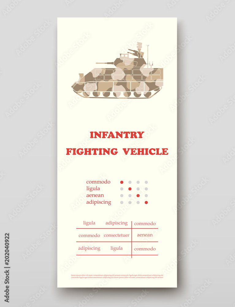 Infantry fighting vehicle leaflet cover presentation abstract, layout ...