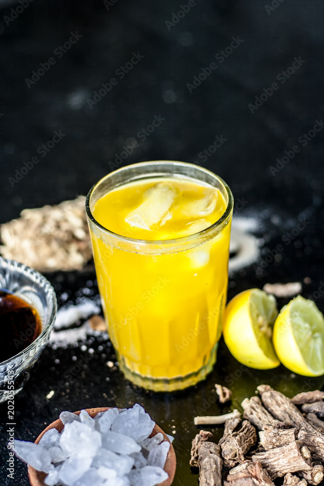 Indian styled Lemonade with some nannari syrup and entire ingredients i ...