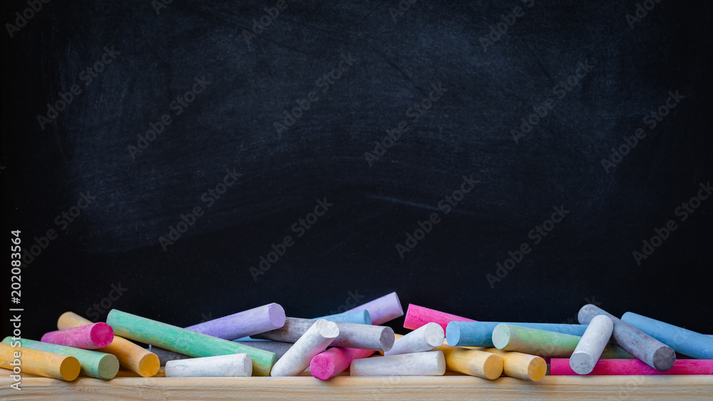 School or college blackboard background with colourful chalk Stock ...