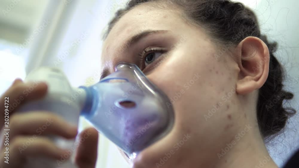 Girl In Hospital Is Treated With Inhalation Sad Child In Hospital ...