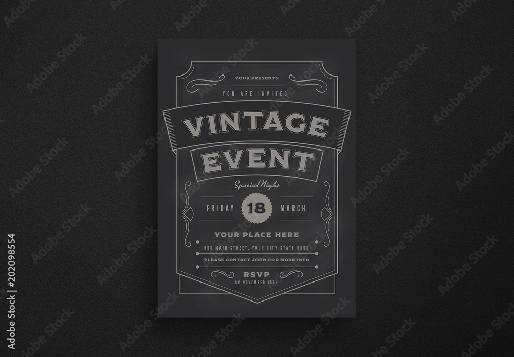 Vintage Event Flyer Layout Stock Template | Adobe Stock