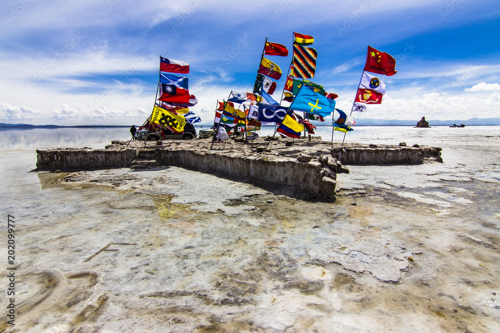 Uyuni, inside the reflections of the salt flat or lake at the Salt ...