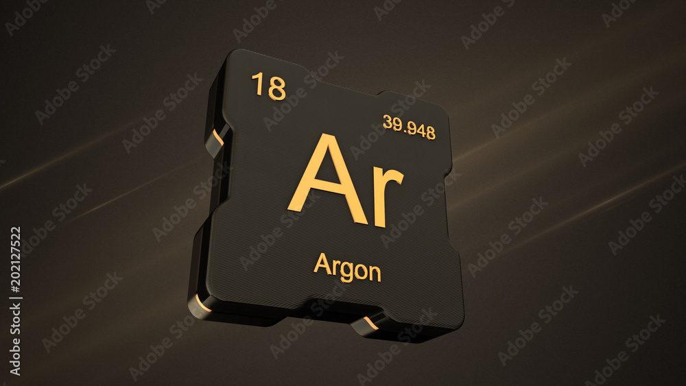 Argon element symbol number 18 from the periodic table on futuristic ...