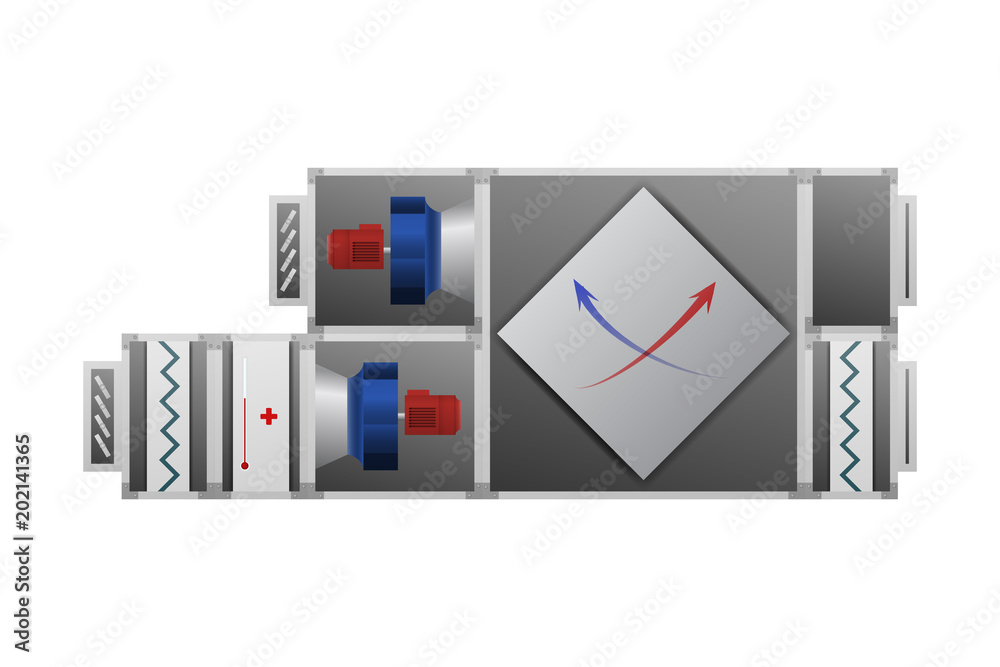 Poster Ventilation system with recuperator vector illustration – Wall ...