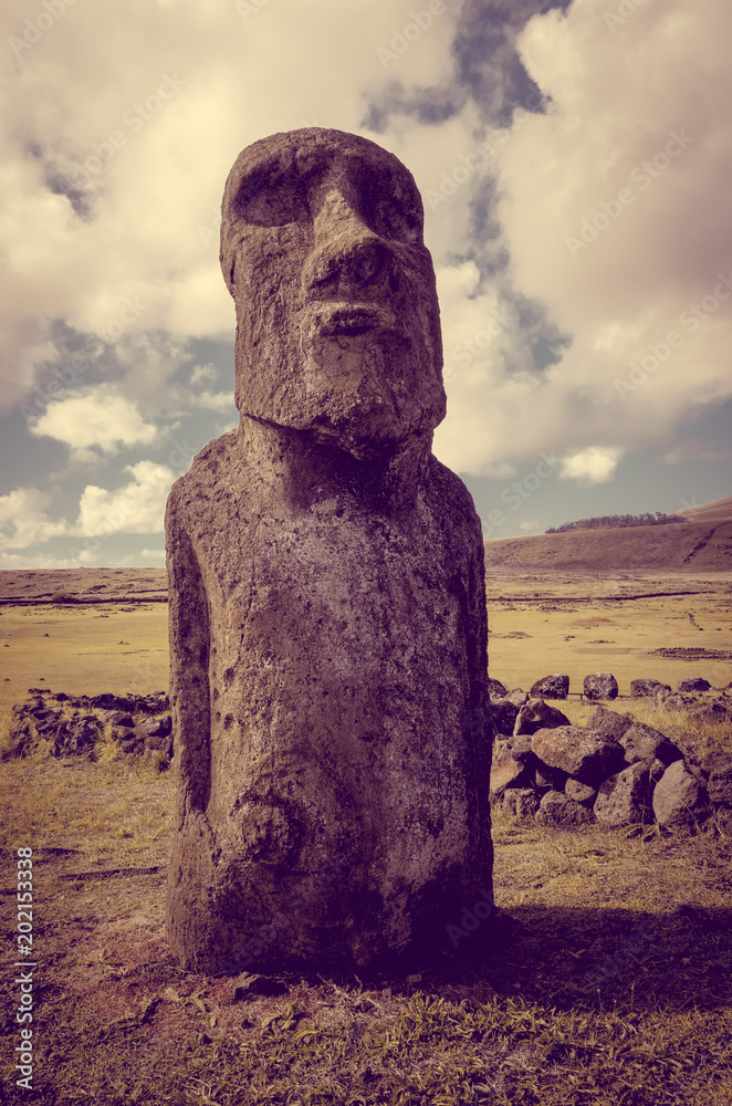 Moai statue, ahu Tongariki, easter island Stock Photo | Adobe Stock