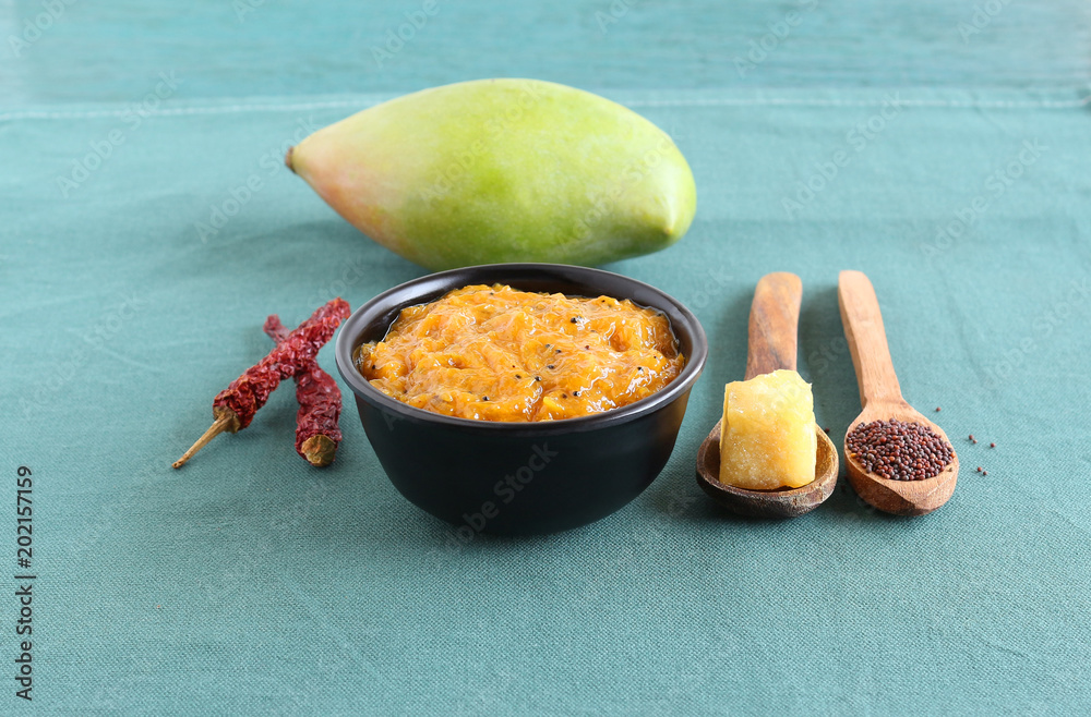 Mango chutney, made from a type of raw mango known as totapuri, with a ...