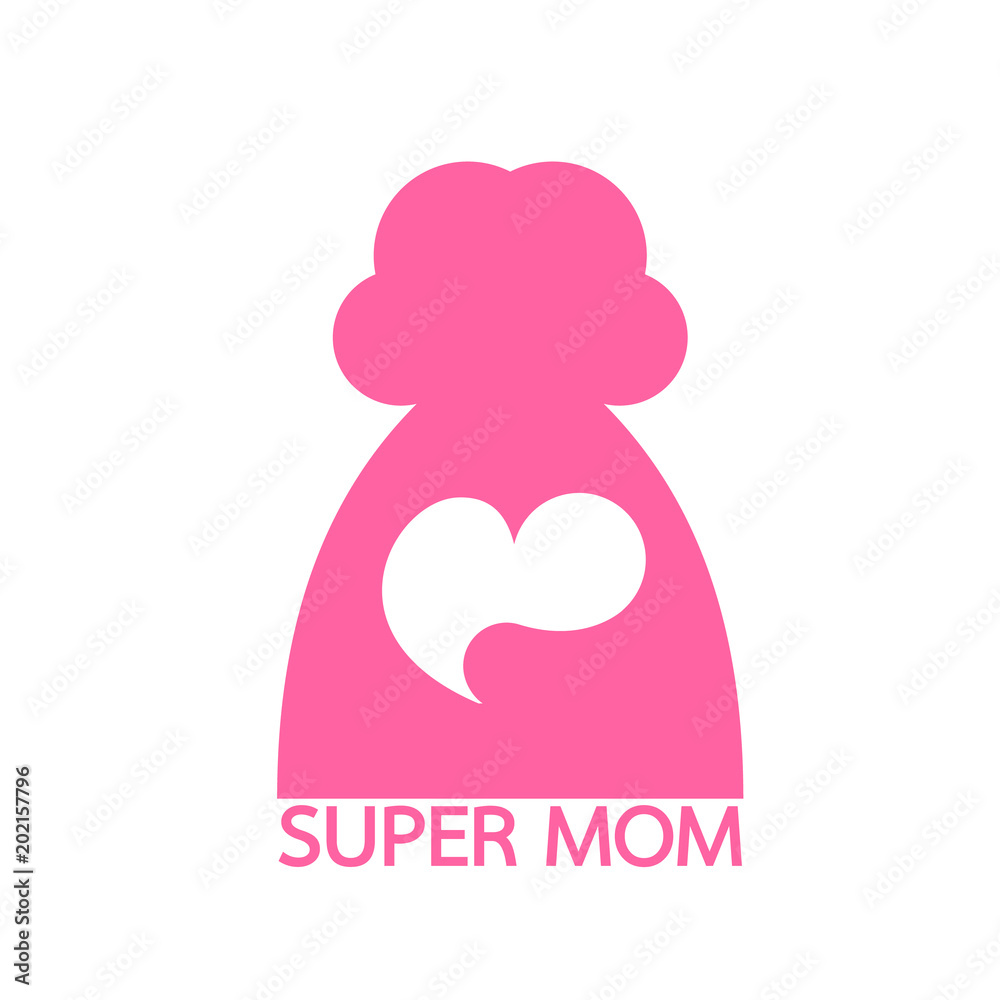 Super mom icon design. Mother and Children pictogram. Flat style ...
