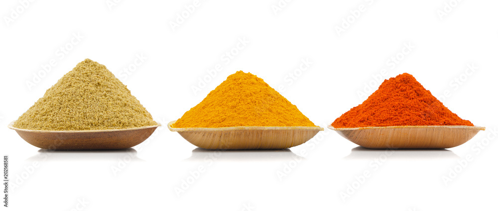 Indian Colourful Spices Also Know as Red Chilli Powder, Turmeric Powder ...