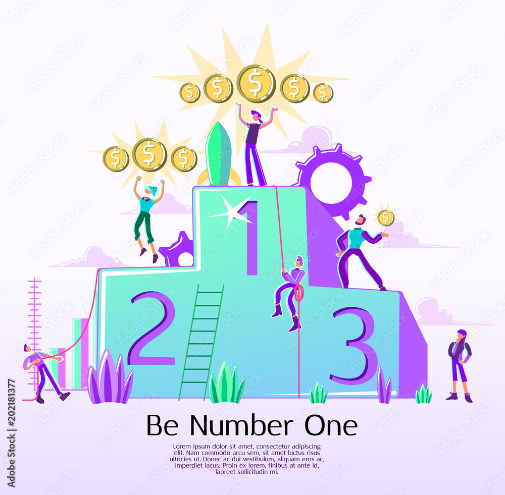 Business concept of vector illustration, be number one, the top of the ...