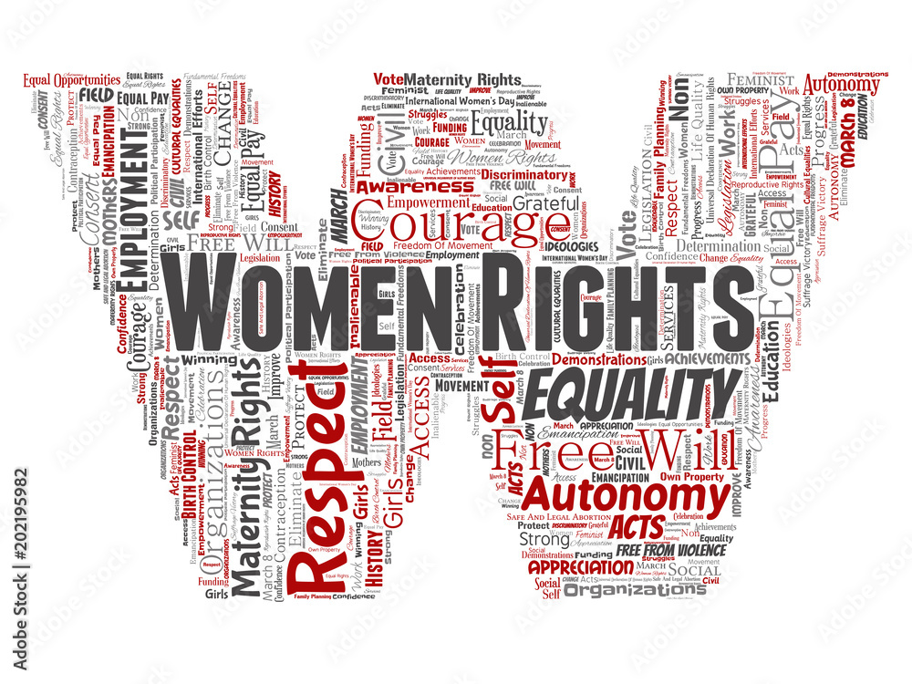 Vector conceptual women rights, equality, free-will letter font W red ...