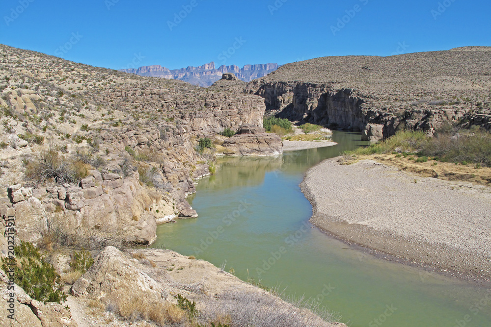 Rio Grande River flowing through a Canyon along the Mexican border in ...