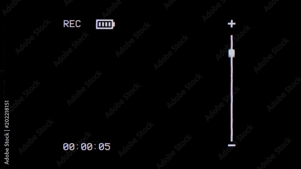 The screen of a VHS VCR recorder showing a full blinking battery symbol ...