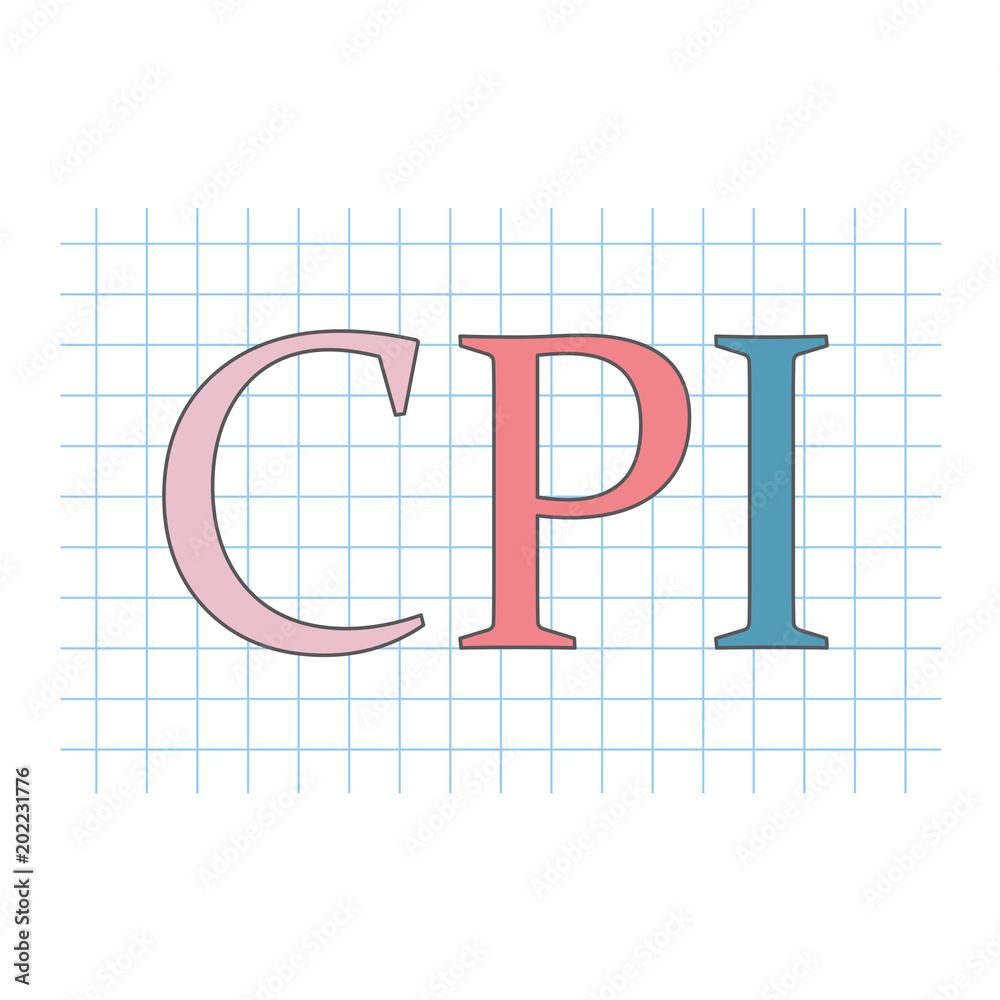 CPI (Consumer Price Index) acronym on checkered paper sheet- vector ...