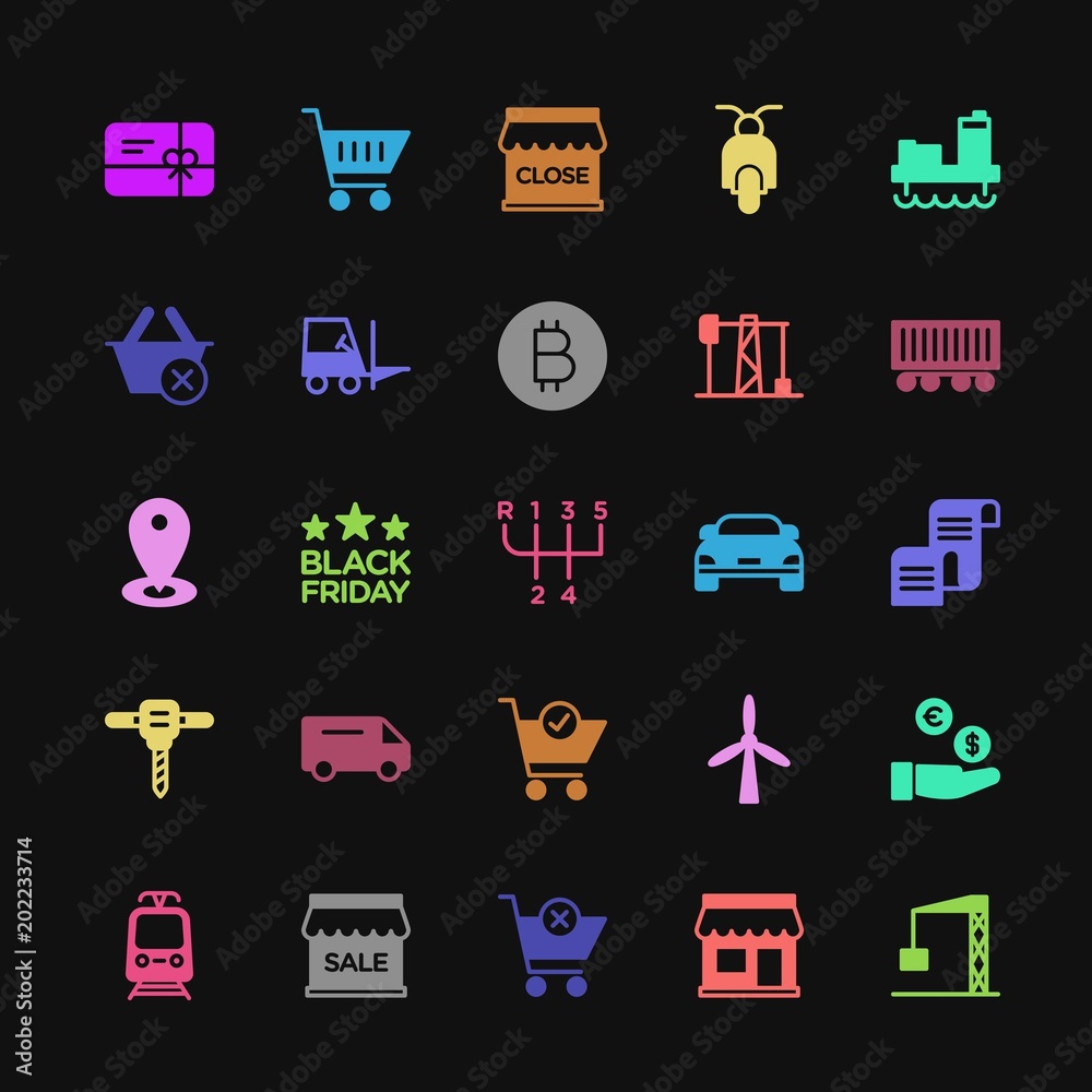 Modern Simple Colorful Set of transports, industry, shopping Vector ...