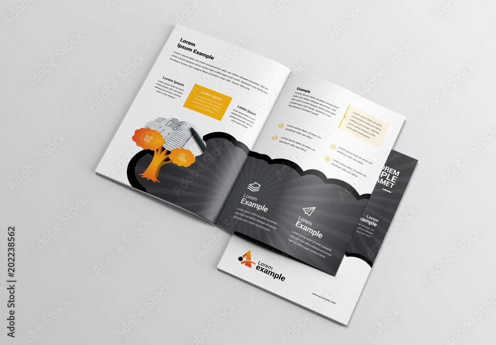 Brochure Layout with Tree Illustration Stock Template | Adobe Stock