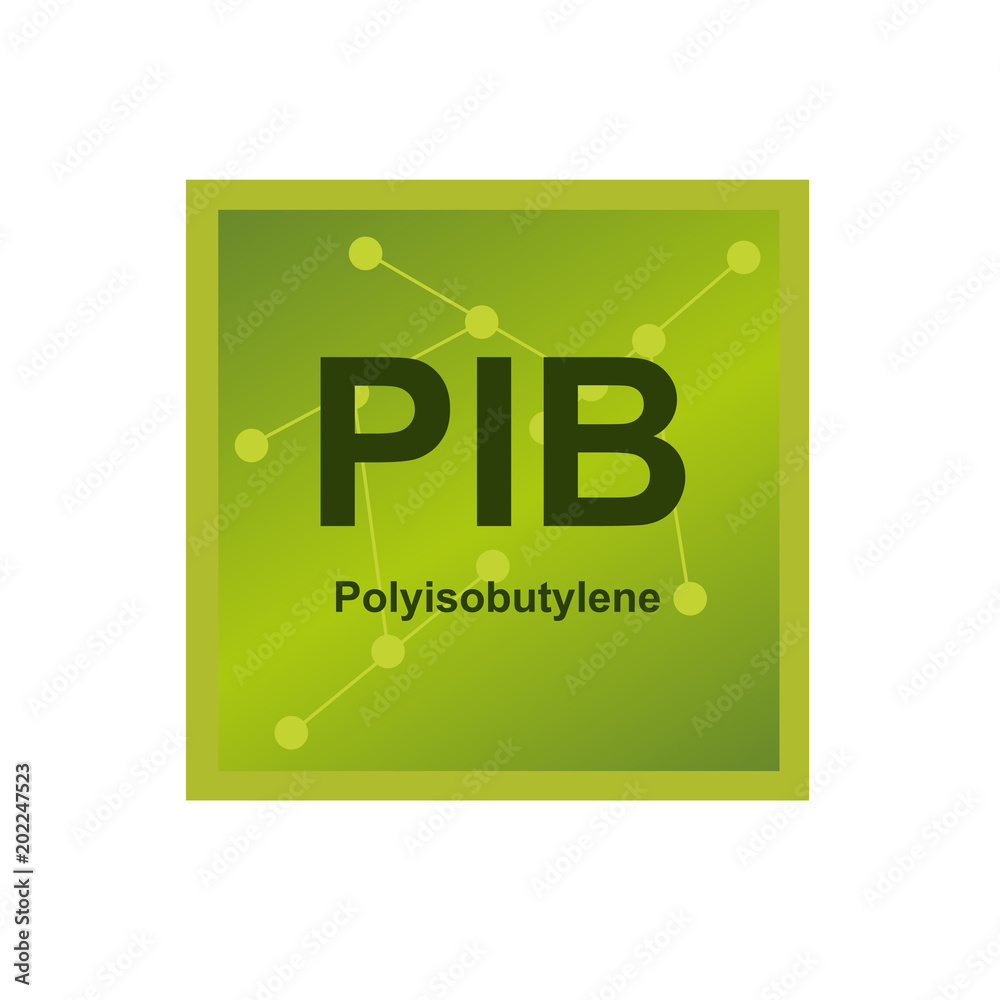 Vector symbol of Polyisobutylene (PIB) polymer on the background from ...