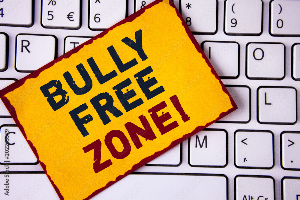 Handwriting text writing Bully Free Zone Motivational Call. Concept ...
