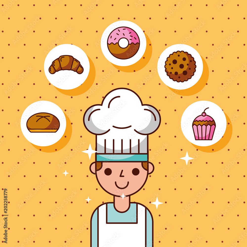 chef boy cartoon character with uniform vector illustration Stock ...