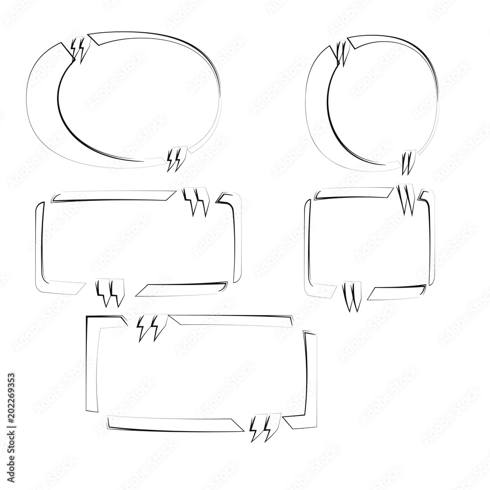 blank black outline bubble speech quote box template design ...