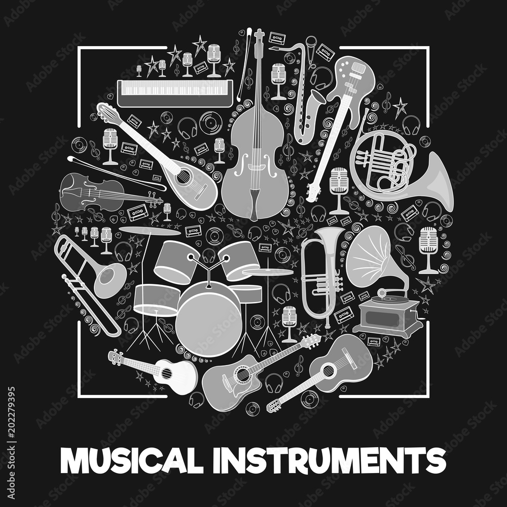 Musical instruments in a circle-05 Stock-Vektorgrafik | Adobe Stock