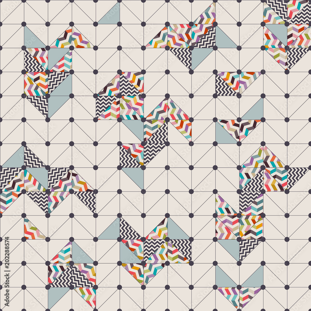Wallpaper design, seamless mesh with colorful patterns, esp10 vector ...
