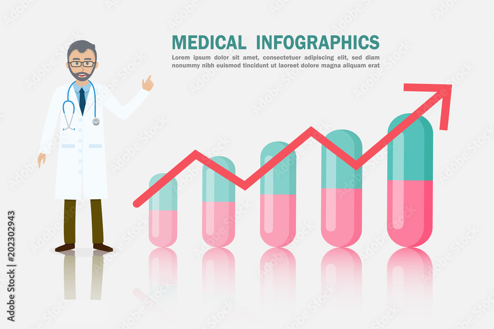 Medical Pharmaceutical arrow growth chart infographic Stock Vector ...