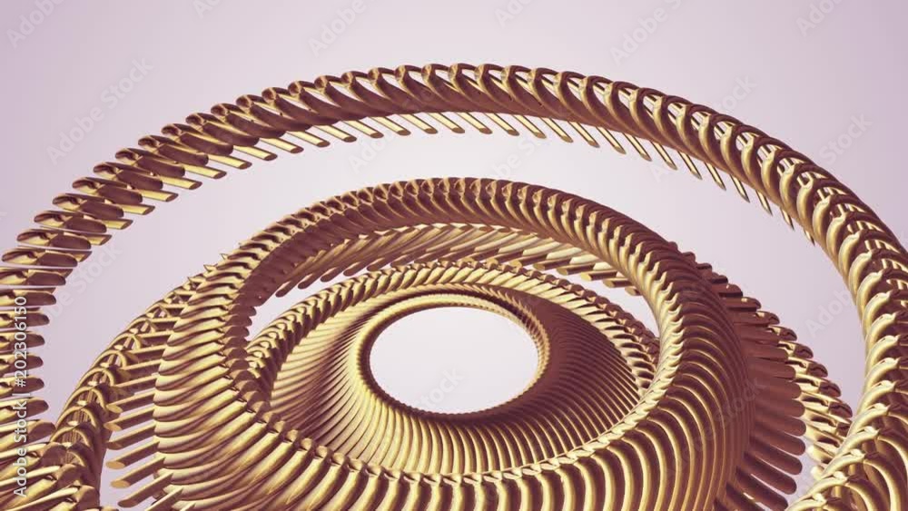 moving rotating golden golden metal gears chain elements seamless loop ...