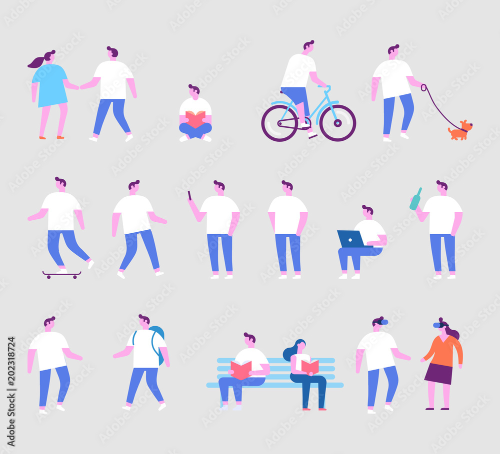 Different people characters. Flat vector illustration isolated on white ...