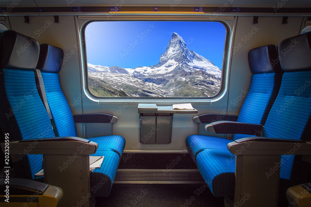 Panoramic view of Matterhorn peak in Zermatt, Switzerland viewed from ...