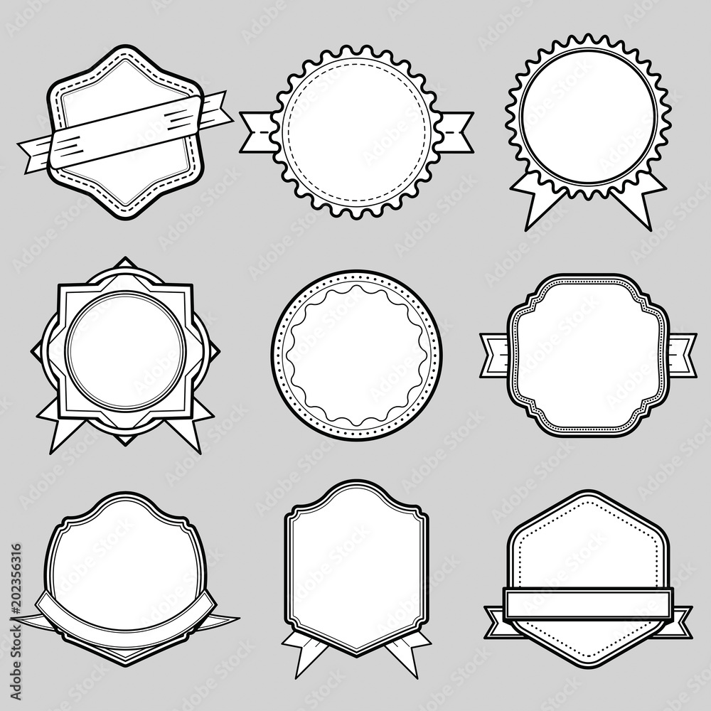 Set of blank frame badges ribbons and labels set 1. Vector illus Stock ...