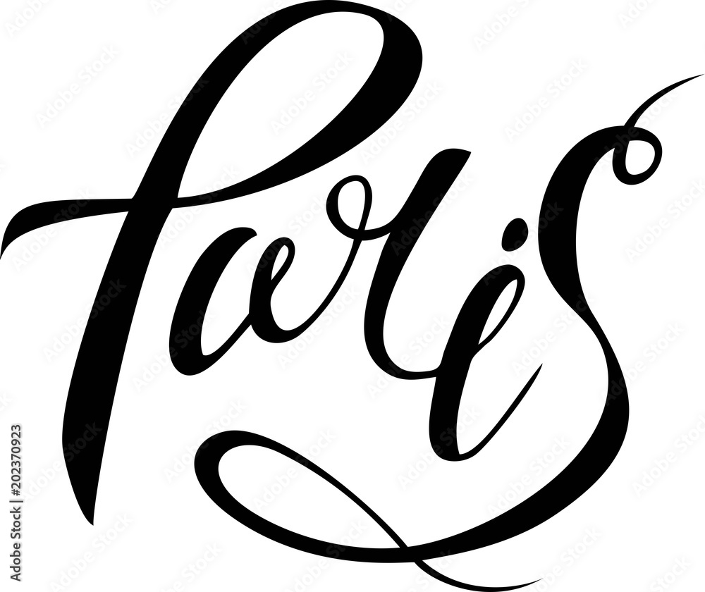 Paris hand drawn vector calligraphic brush lettering. Design element ...