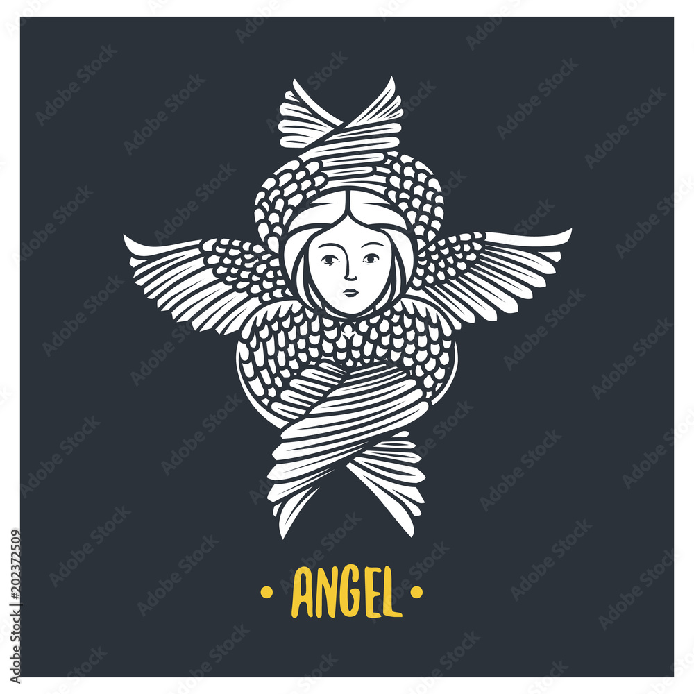 Angel god. Vector illustration. Stock Vector | Adobe Stock