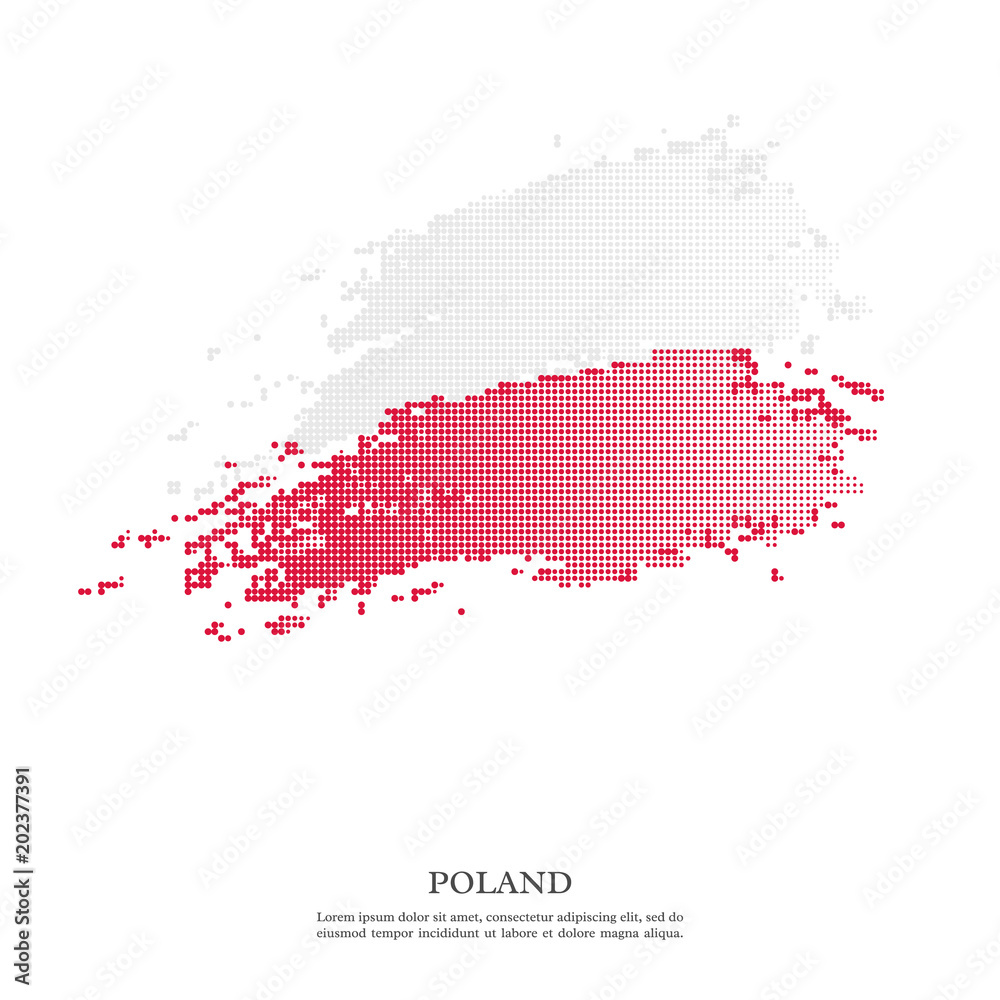 Poland flag with halftone effect, grunge texture. Isolated on white ...