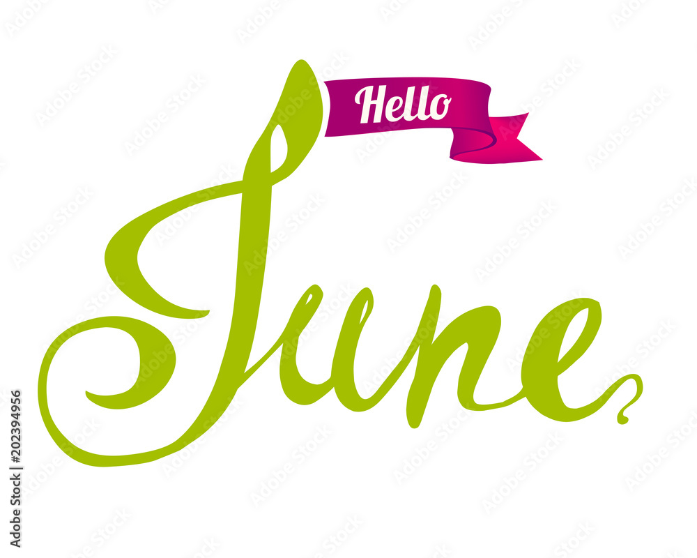 Hello June. Hand written doodle word Stock Vector | Adobe Stock