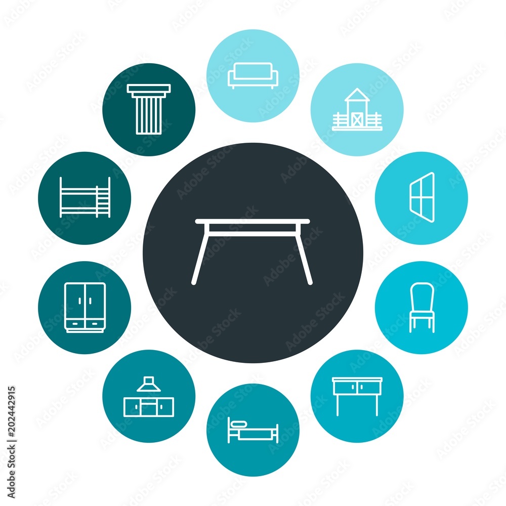 buildings, furniture Infographic Colorful outline Icons Set. Contains ...