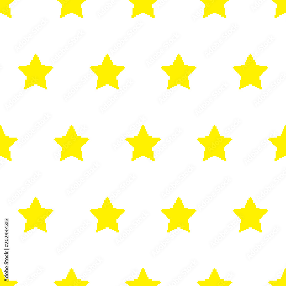vector pixel art seamless gold star pattern background Stock Vector ...