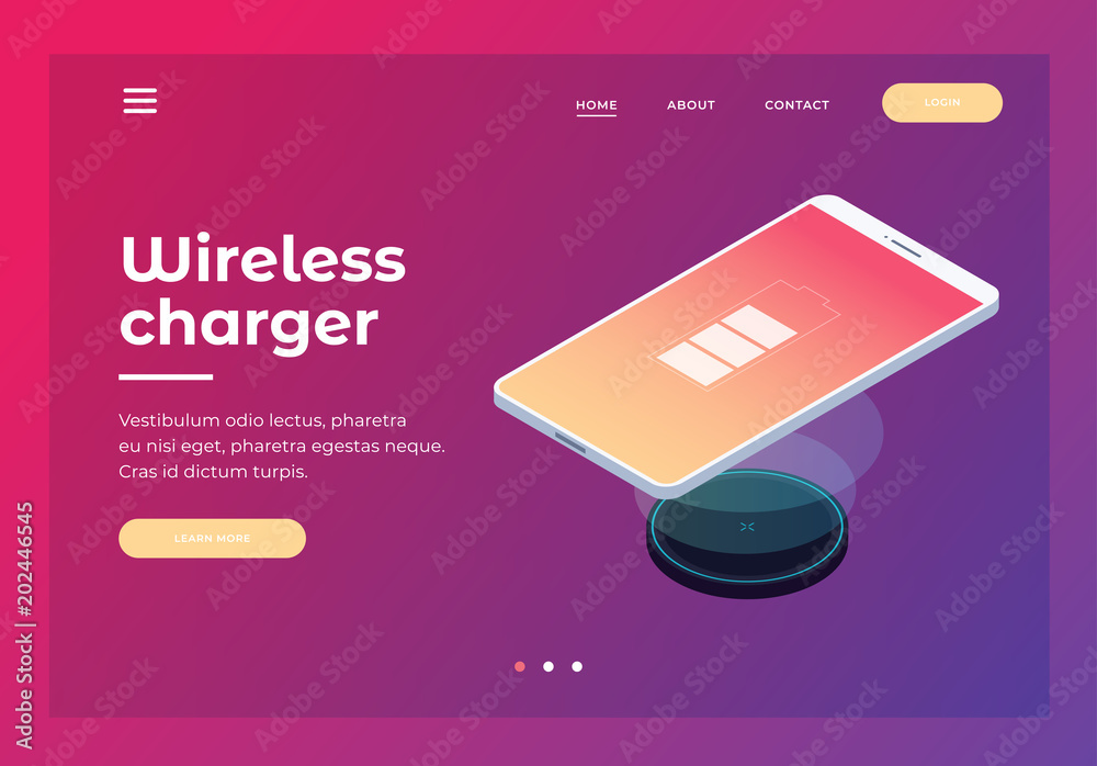 Header for website with picture of wireless charger for smartphone ...