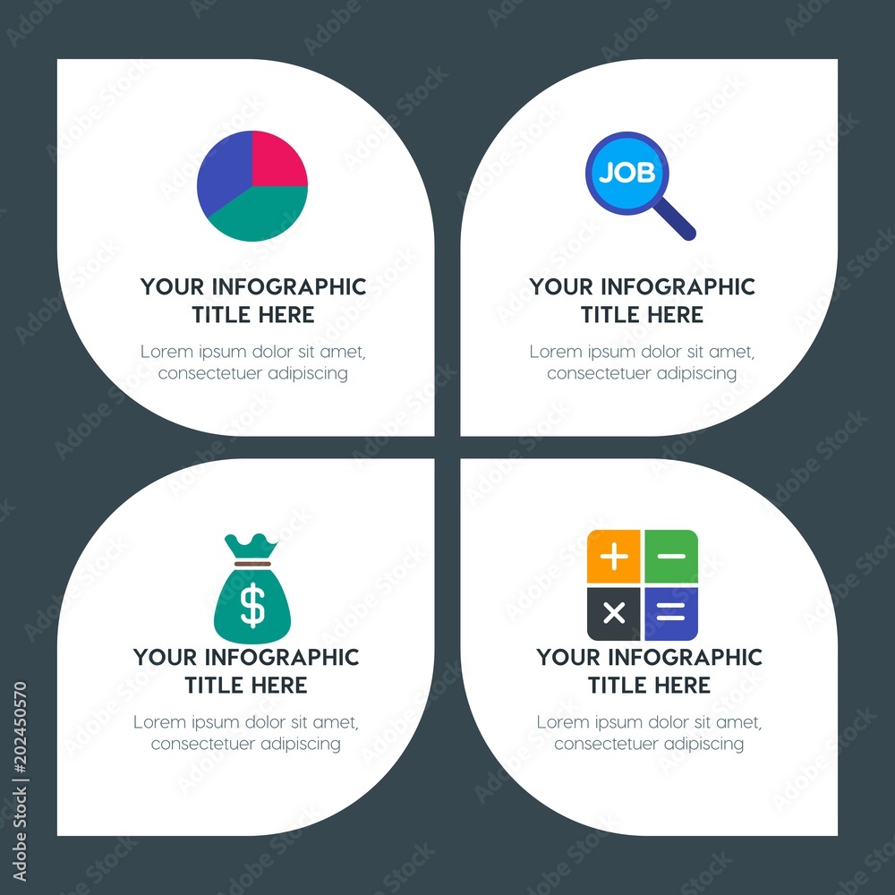 flat business, money, charts infographic timeline template with floral ...